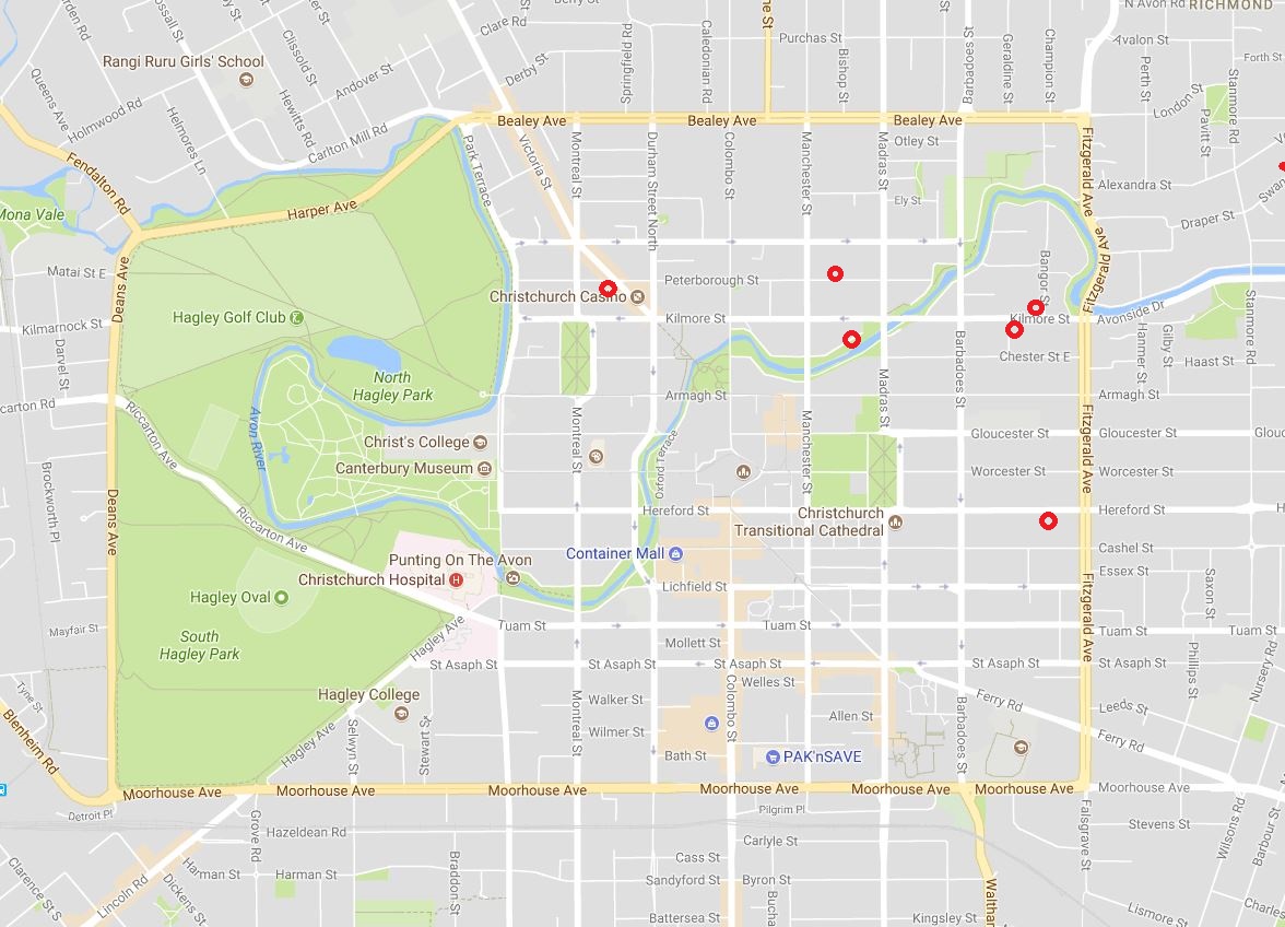 Christchurch City Street Map